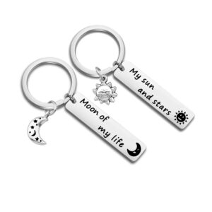 myospark moon of my life my sun and stars khal & khaleesi keychain set daenerys keyring dothraki keychain game of thrones jewelry (moon sun stars keychain set)