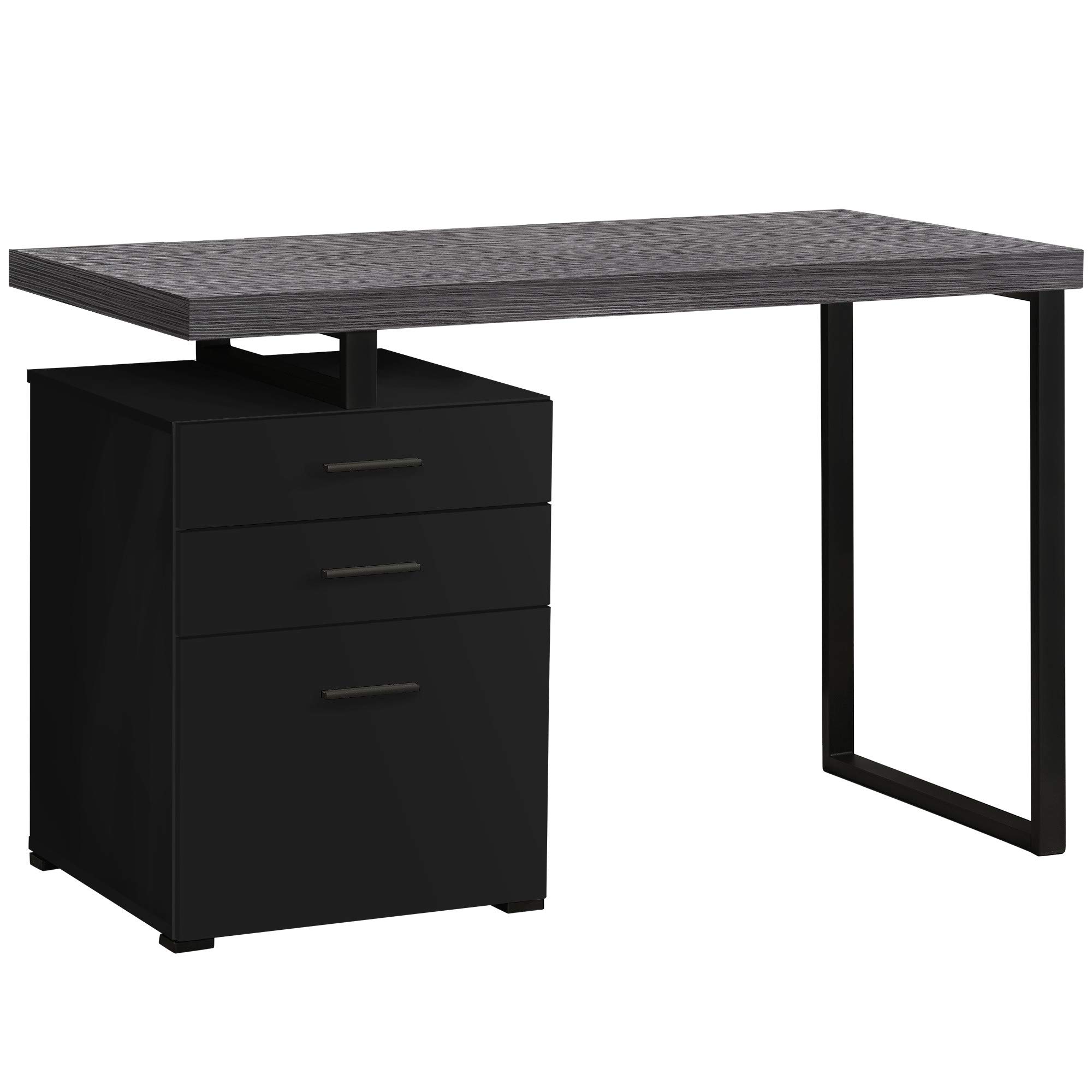 Monarch Specialties Computer Desk with File Cabinet - Lef or Right Set- Up - 48"L (Black - Grey Top)