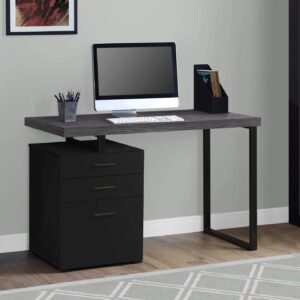 Monarch Specialties Computer Desk with File Cabinet - Lef or Right Set- Up - 48"L (Black - Grey Top)