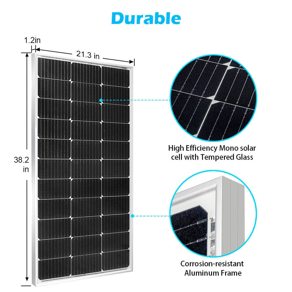 SUNGOLDPOWER 2pcs 100W Solar Panel Monocrystaline Solar Panel Module Grade A Solar Cell,Black,SG200WM