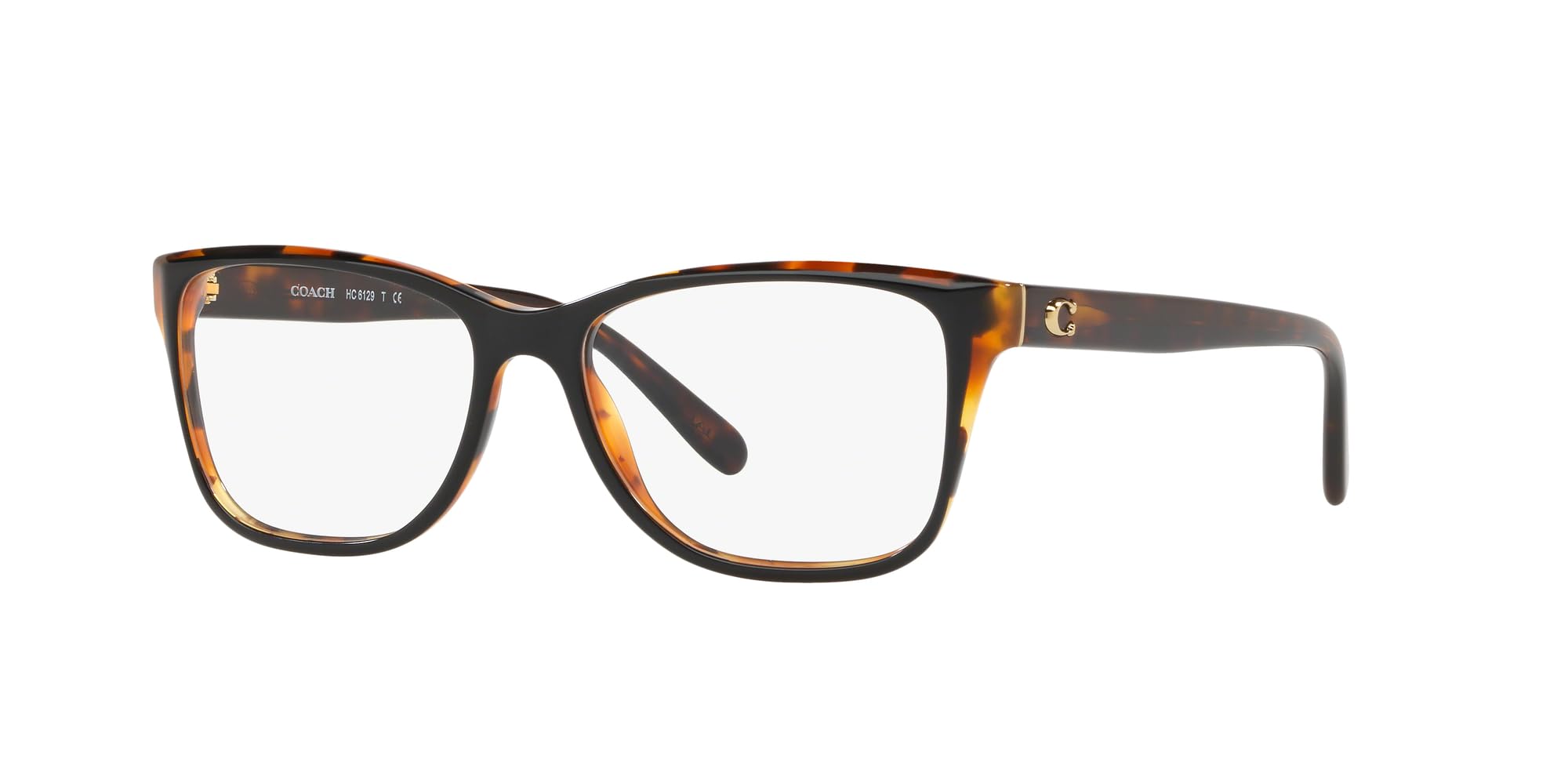 Coach HC6129 Prescription Eyewear Frames, Black Tortoise Laminate/Demo Lens, 54 mm