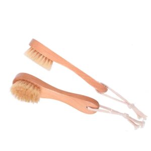 Natural Bristles Wooden Face Cleaning Brush Wood Handle Facial Cleanser Nose Scubber Exfoliating Facial Skin Care Pack of 2