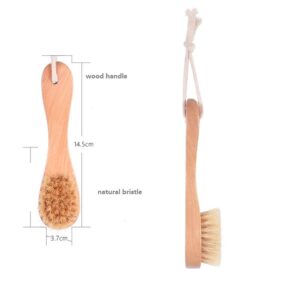 Natural Bristles Wooden Face Cleaning Brush Wood Handle Facial Cleanser Nose Scubber Exfoliating Facial Skin Care Pack of 2