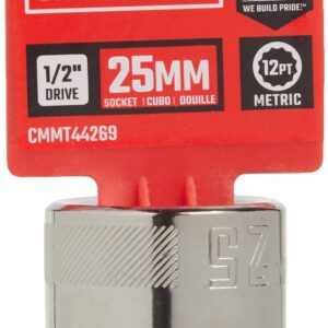 CRAFTSMAN Shallow Socket, Metric, 1/2-Inch Drive, 25mm, 12-Point (CMMT44269)