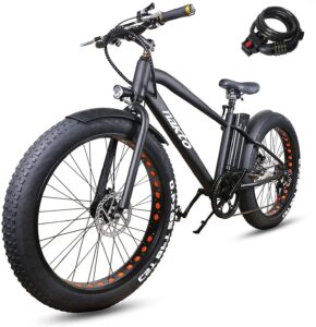 nakto electric bike fat tire 350w 26" electric mountain bicycles for adults, 36v10ah removable lithium battery ebike, mountain/beach/snow/city commute ebike 6 speed gear,dual disc brake e-bikes