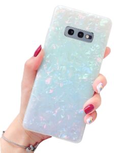 j.west galaxy s10e luxury sparkle glitter pattern slim clear tpu silicone protective phone case - colorful