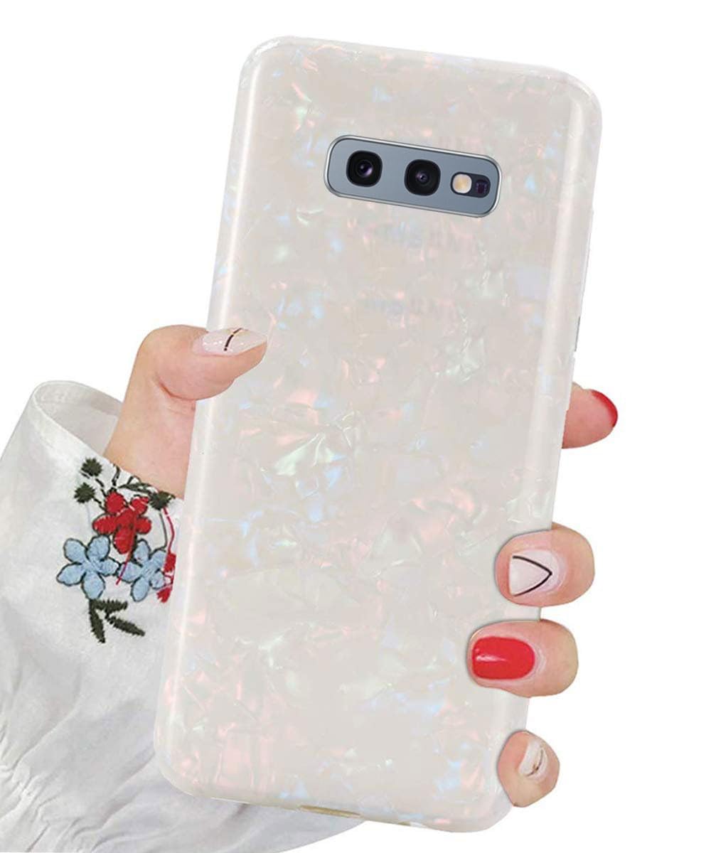 J.west Galaxy S10e Luxury Sparkle Glitter Pattern Slim Clear TPU Silicone Protective Phone Case - Colorful