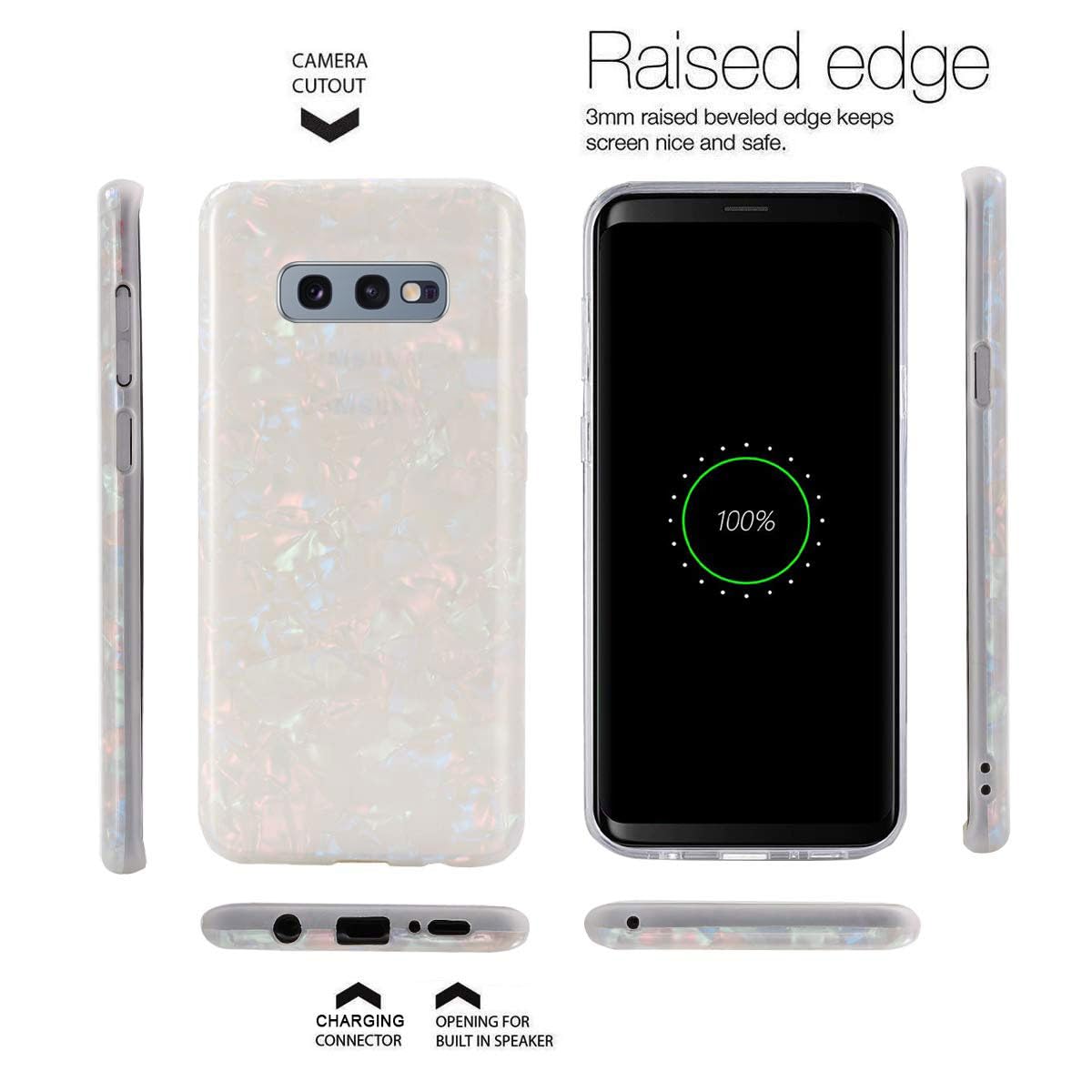 J.west Galaxy S10e Luxury Sparkle Glitter Pattern Slim Clear TPU Silicone Protective Phone Case - Colorful