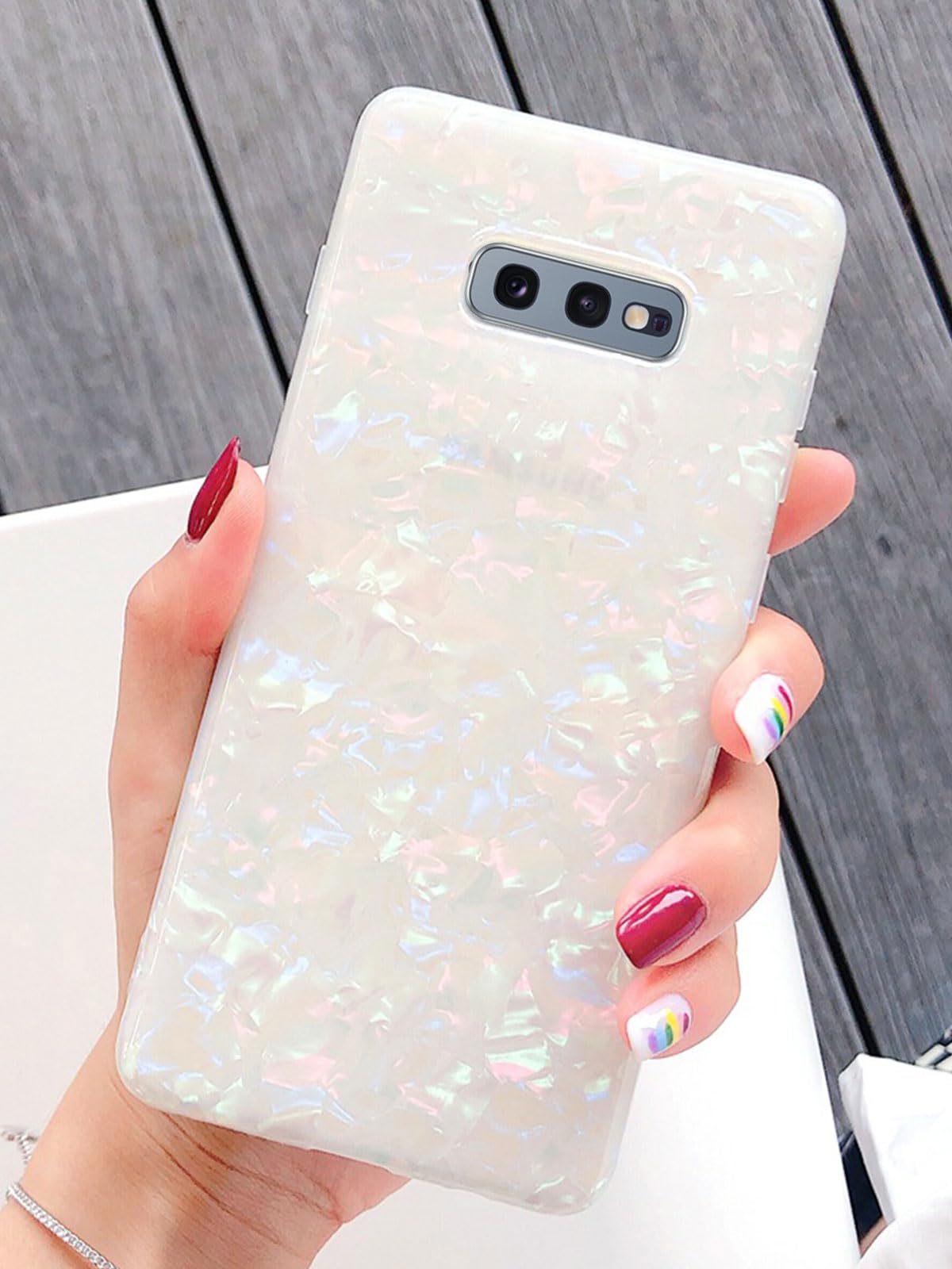 J.west Galaxy S10e Luxury Sparkle Glitter Pattern Slim Clear TPU Silicone Protective Phone Case - Colorful