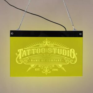 The Geeky Days Tattoo Studio Custom LED Neon Sign Custom Tattoo Salon Company Name Vintage Logo Business Wall Sign with LED Lighting Changes