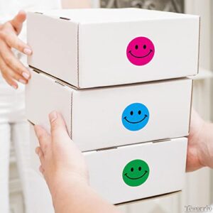 500Pcs Smiley Face Stickers Emoji Stickers - 1Inch Happy Face Sticker Roll Emoji Stickers Small Colorful Stickers for Teachers Label Stickers - Vinyl Decal Stickers Roll of Stickers for Teens