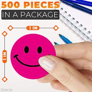 500Pcs Smiley Face Stickers Emoji Stickers - 1Inch Happy Face Sticker Roll Emoji Stickers Small Colorful Stickers for Teachers Label Stickers - Vinyl Decal Stickers Roll of Stickers for Teens