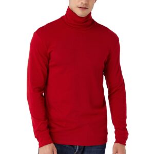 Derminpro Men's Turtleneck Soft Long Sleeve Slim Fit T-Shirt Red X-Large