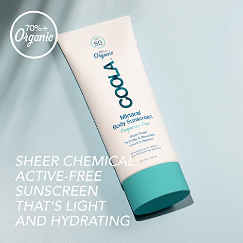 COOLA Organic Mineral Sunscreen SPF 50 Sunblock Body Lotion, Dermatologist Tested Skin Care For Daily Protection, Vegan and Gluten Free, Fragrance Free, 5 Fl Oz