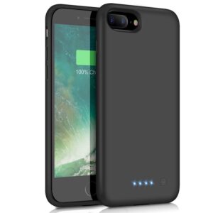 battery case for iphone 6 plus / 7 plus / 8 plus, 8500mah portable battery pack rechargeable protective smart battery case for iphone 6 plus / 7 plus / 8 plus external 5.5 inch charging case - black