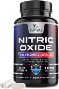 extra strength nitric oxide supplement l arginine 3x strength - citrulline malate, aakg, beta alanine - premium muscle supporting nitric oxide booster for strength & energy supplements - 60 capsules