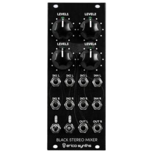 erica synths black stereo mixer v3 four stereo input eurorack mixer module