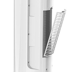 Lasko 1500 Watt 4 Speed Quiet Bladeless Multi Function Remote Control Comfort Control Tower Fan and Space Heater with 3 Heat Settings, White