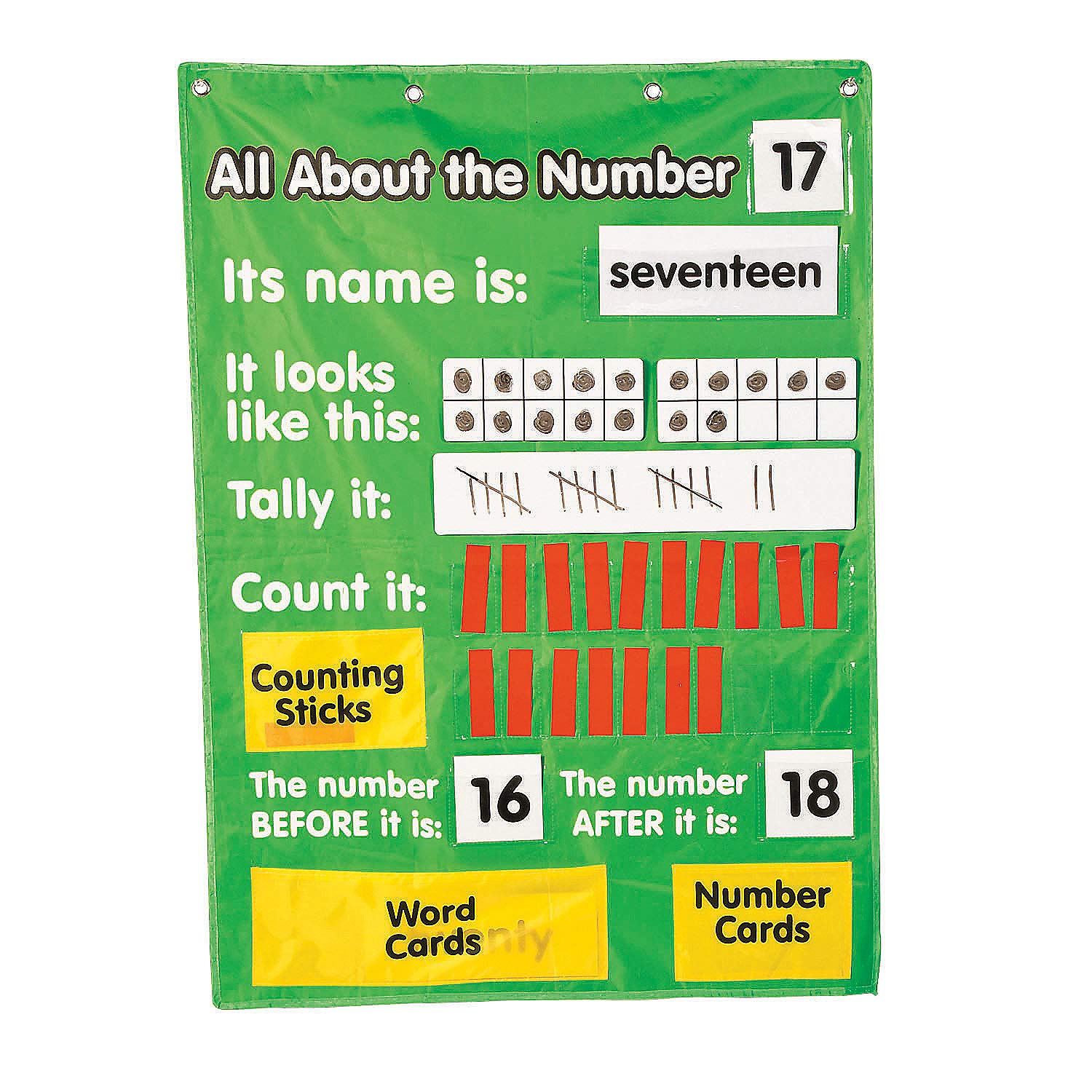 Fun Express All About Numbers Pocket Chart - 45 Pieces - Educational and Learning Activities for Kids