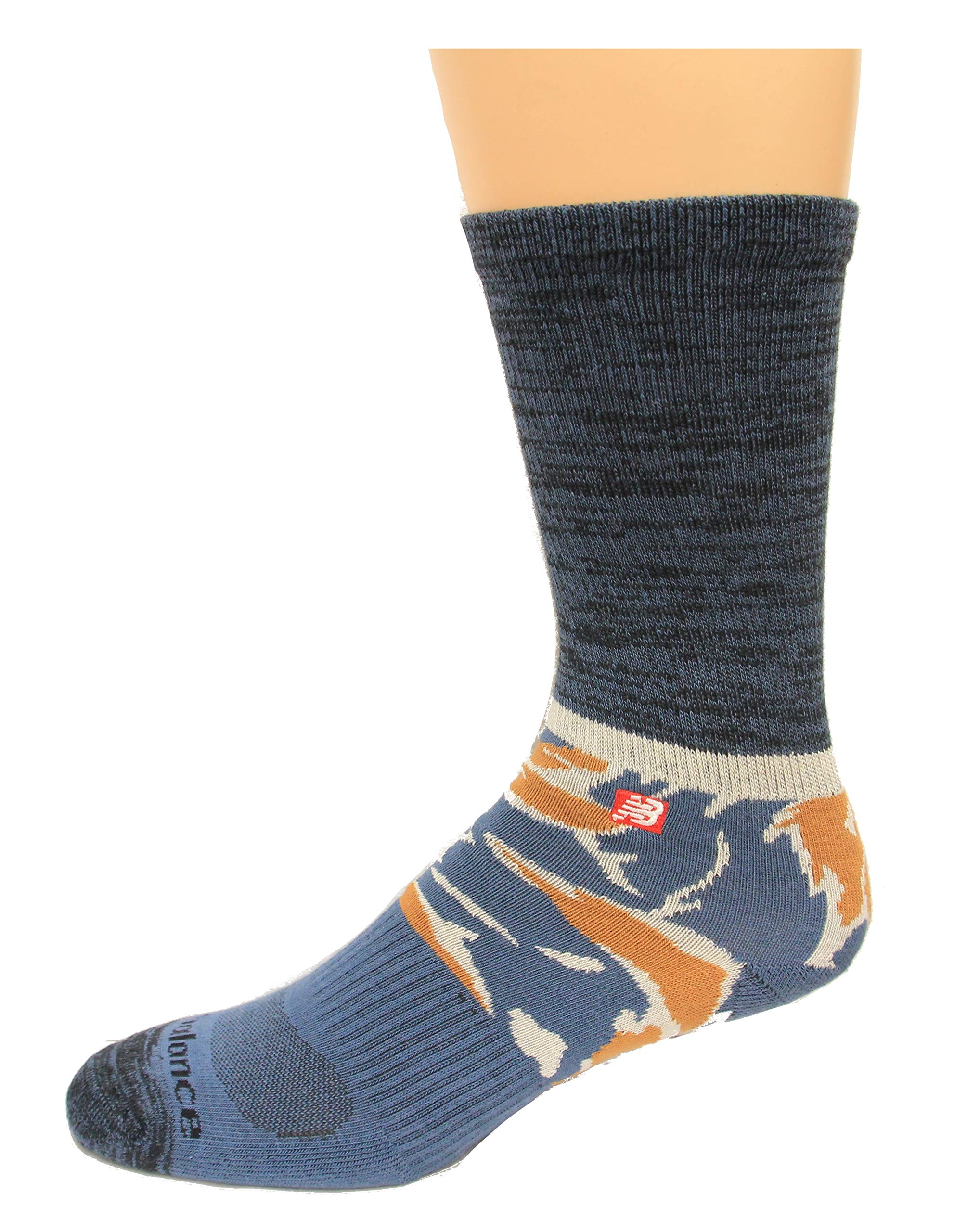 New Balance 1 Pack Tiger Camo Crew Socks, Grey/Blue, Large