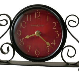 Howard Miller Marisa Table Clock 645-649 – Metal Bent Iron Scroll Design & Charcoal Black Base with Quartz Movement