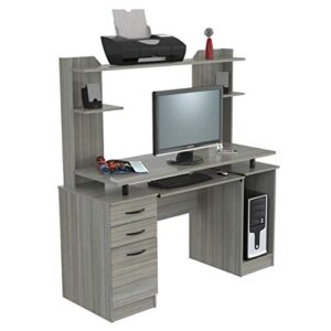 inval computer work center with hutch, smoke oak