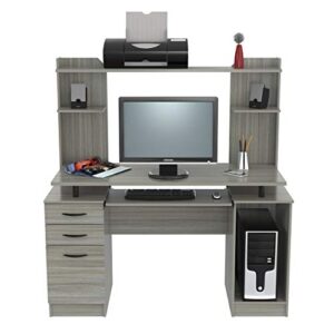 Inval Computer Work Center with Hutch, Smoke Oak