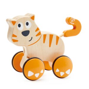 hape dante push and go | wooden push, release & go cat toddler toy with wheels