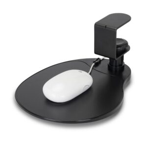 eho clamp on mouse platform, clip on pad rotating 360 degree, ergonomic mouse tray attachment, mouse pad, slide out tray, suitable for 1.5" thickness desk, for home organizer extender (black)