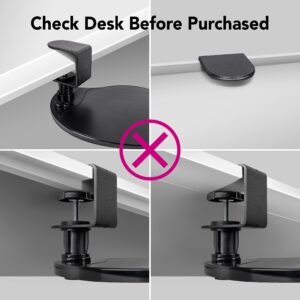 EHO Clamp on Mouse Platform, Clip on Pad Rotating 360 Degree, Ergonomic Mouse Tray Attachment, Mouse Pad, Slide Out Tray, Suitable for 1.5" Thickness Desk, for Home Organizer Extender (Black)