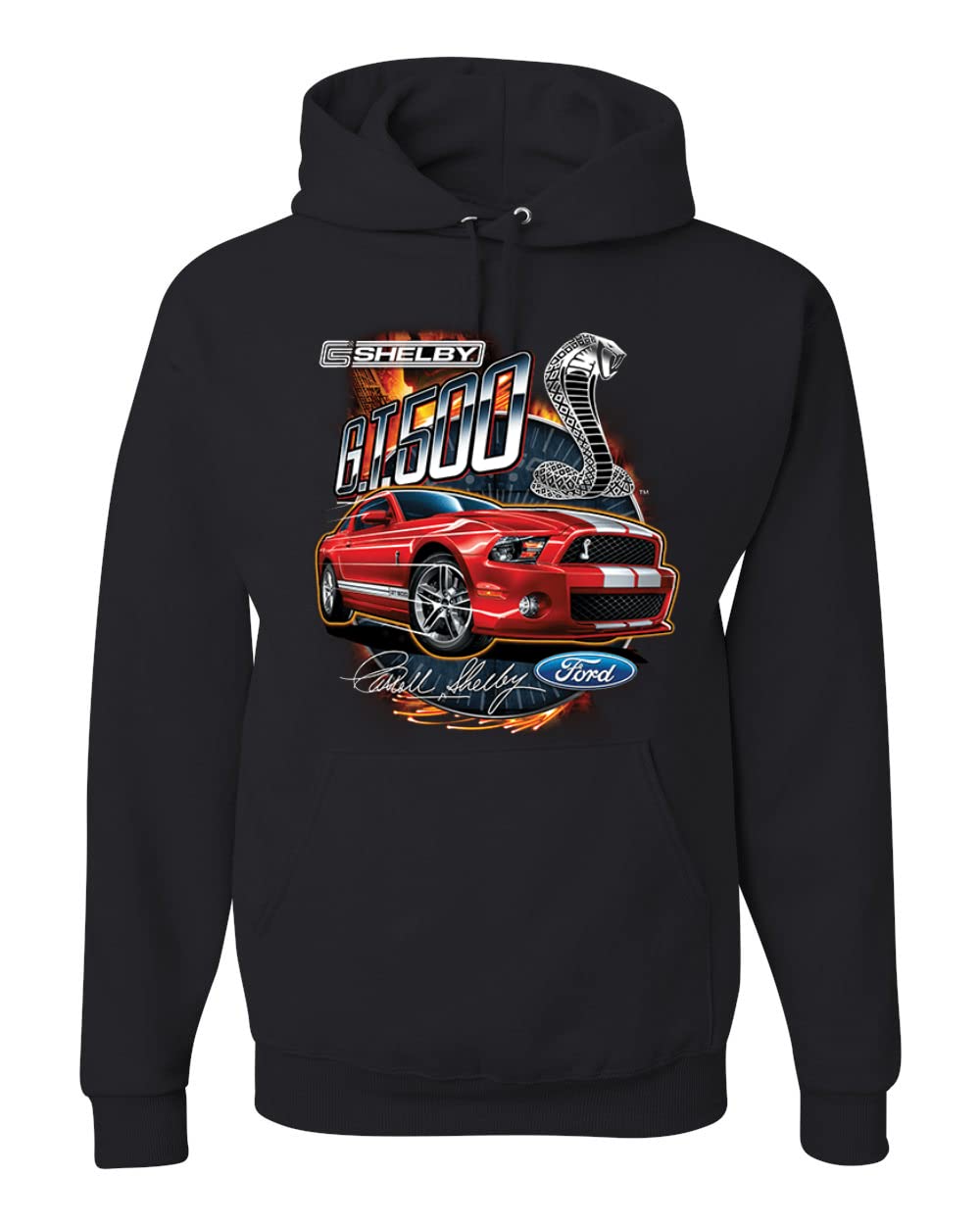 Wild Bobby Shelby GT500 Cobra Official Ford Motors Design Cars and Trucks Unisex Graphic Hoodie Sweatshirt, Black, X-Large