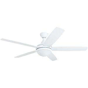 prominence home 80094-01 ashby ceiling fan with remote control and dimmable integrated led light frosted fixture, 52" contemporary indoor, 5 blades white/grey oak, farmhouse white