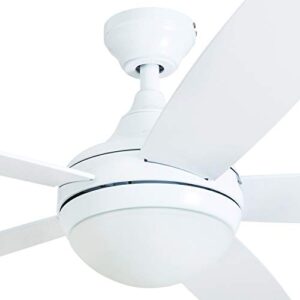 Prominence Home 80094-01 Ashby Ceiling Fan with Remote Control and Dimmable Integrated LED Light Frosted Fixture, 52" Contemporary Indoor, 5 Blades White/Grey Oak, Farmhouse White