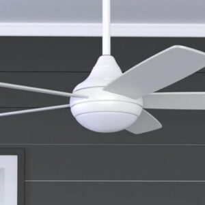 Prominence Home 80094-01 Ashby Ceiling Fan with Remote Control and Dimmable Integrated LED Light Frosted Fixture, 52" Contemporary Indoor, 5 Blades White/Grey Oak, Farmhouse White