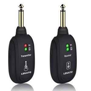 lekato wireless guitar system built-in rechargeable 4 channels wireless guitar transmitter receiver for electric guitar bass violin