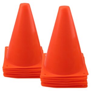 mirepty 7 inch plastic traffic cones sport training agility marker cone for soccer, skating, football, basketball, indoor and outdoor games (orange, 12 pack)