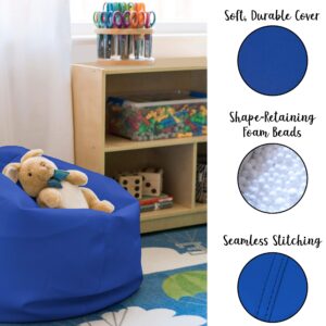 Factory Direct Partners 10477-BL SoftScape Classic 26" Junior Bean Bag Chair, Furniture for Kids, Libraries or Home - Blue