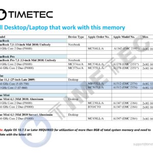 Timetec 16GB KIT(2x8GB) Compatible for Apple DDR3 1067MHz / 1066MHz PC3-8500 RAM for Mac Book (Mid 2010 13-inch), Mac Book Pro (Mid 2010 13-inch), iMac (Late 2009 27-inch), Mac Mini (Mid 2010) MAC RAM