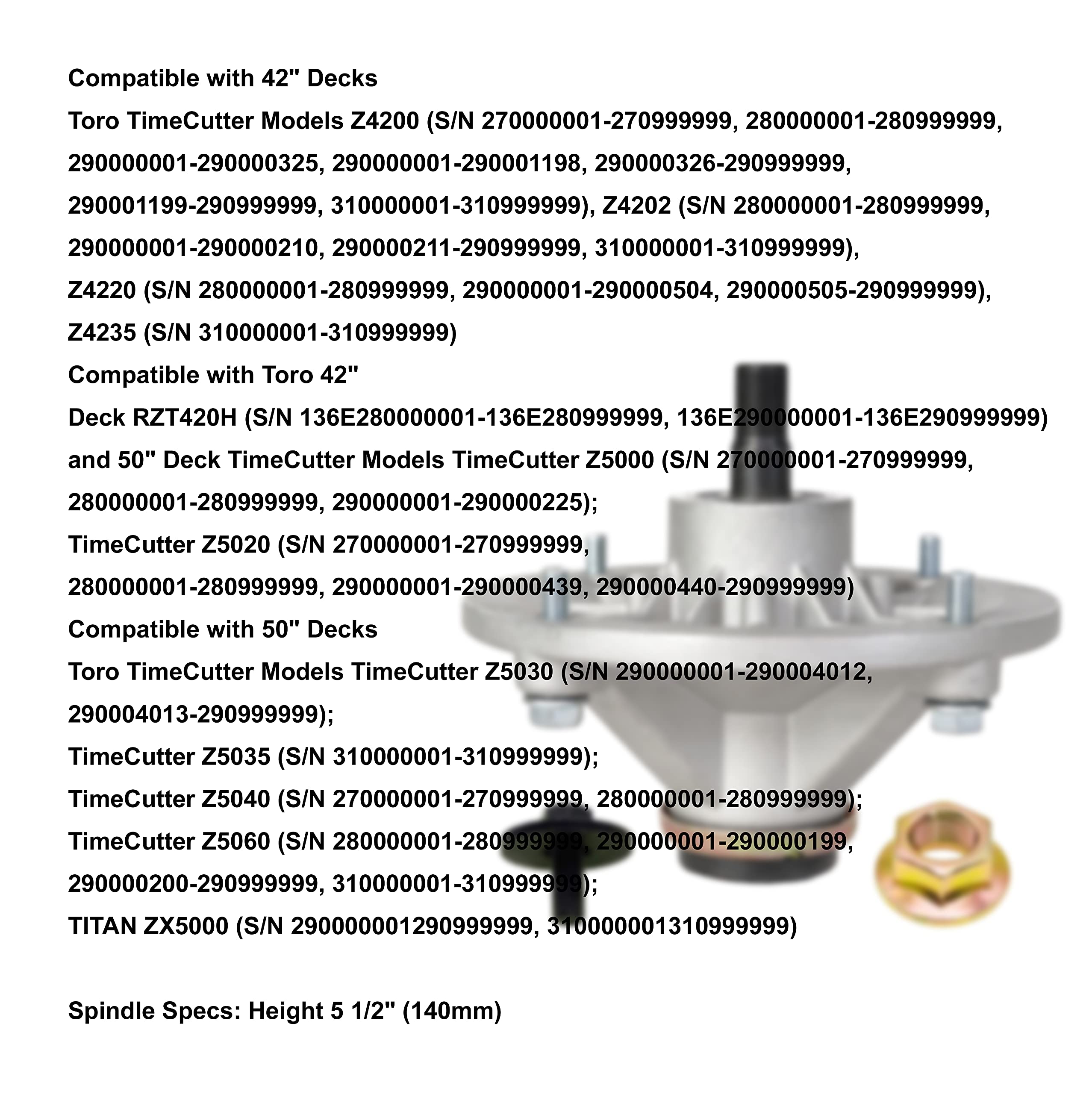 q&p 117-1192 Spindle Assembly Bracket Replaces Toro 117-1192 285-933 110-6866 Height 5 1/2" (140mm)