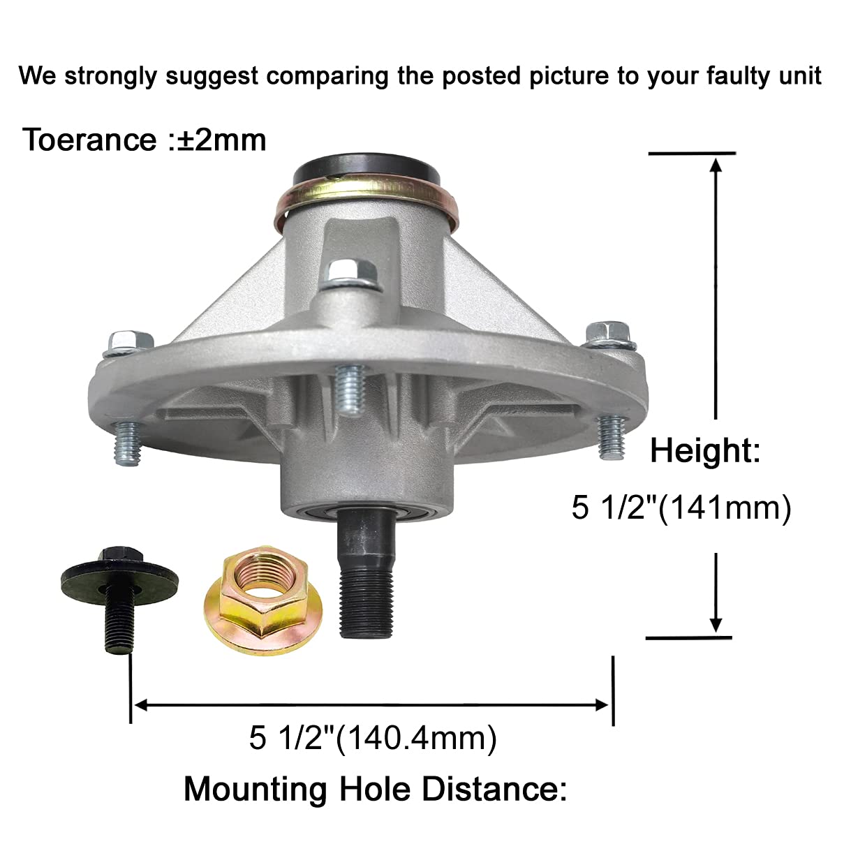 q&p 117-1192 Spindle Assembly Bracket Replaces Toro 117-1192 285-933 110-6866 Height 5 1/2" (140mm)