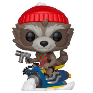 funko pop! marvel: holiday - rocket raccoon on sled, multicolor, standard