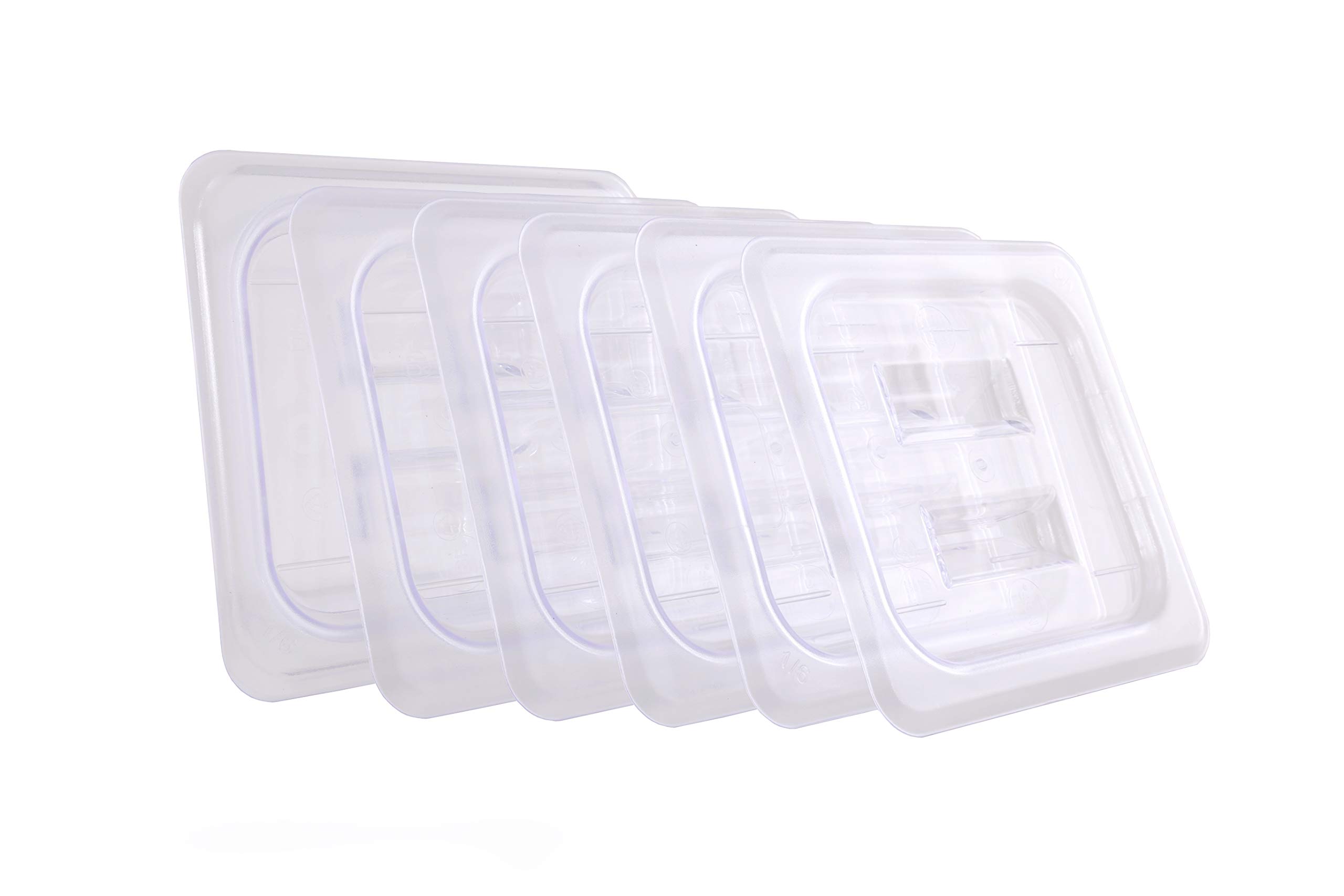 Hakka 1/6 Size Polycarbonate Food Pans Lid&Cover,Clear - Pack of 6