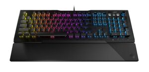 roccat vulcan 121 mechanical pc tactile gaming keyboard, titan switch, aimo rgb backlit lighting per key, anodized aluminum top plate and detachable palm/wrist rest, black