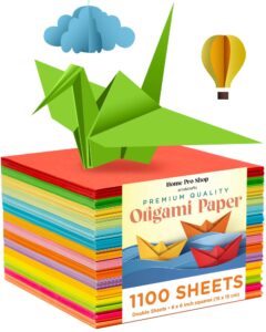 origami paper - 1100 sheets - double sided 6x6 inches origami squares - 15 vibrant colors - origami set for kids - easy fold origami papers for arts & crafts - quality paper origami sheets