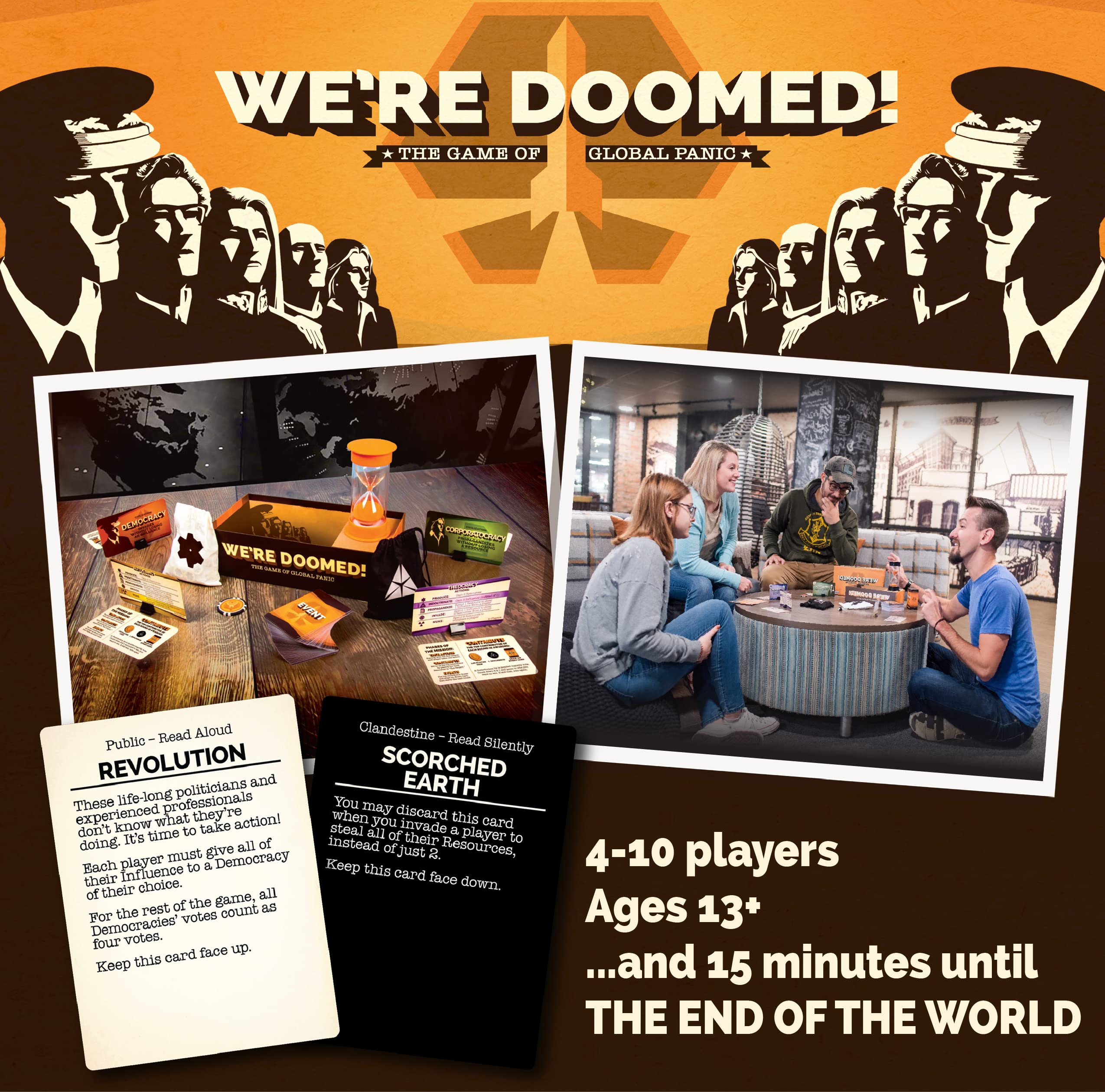 We're Doomed! - Apocalypse Survival Board Game - Cooperative Strategy for 4-10 Players - 15-Minute Race to Escape - Ideal for Competitive Game Nights & Group Gatherings