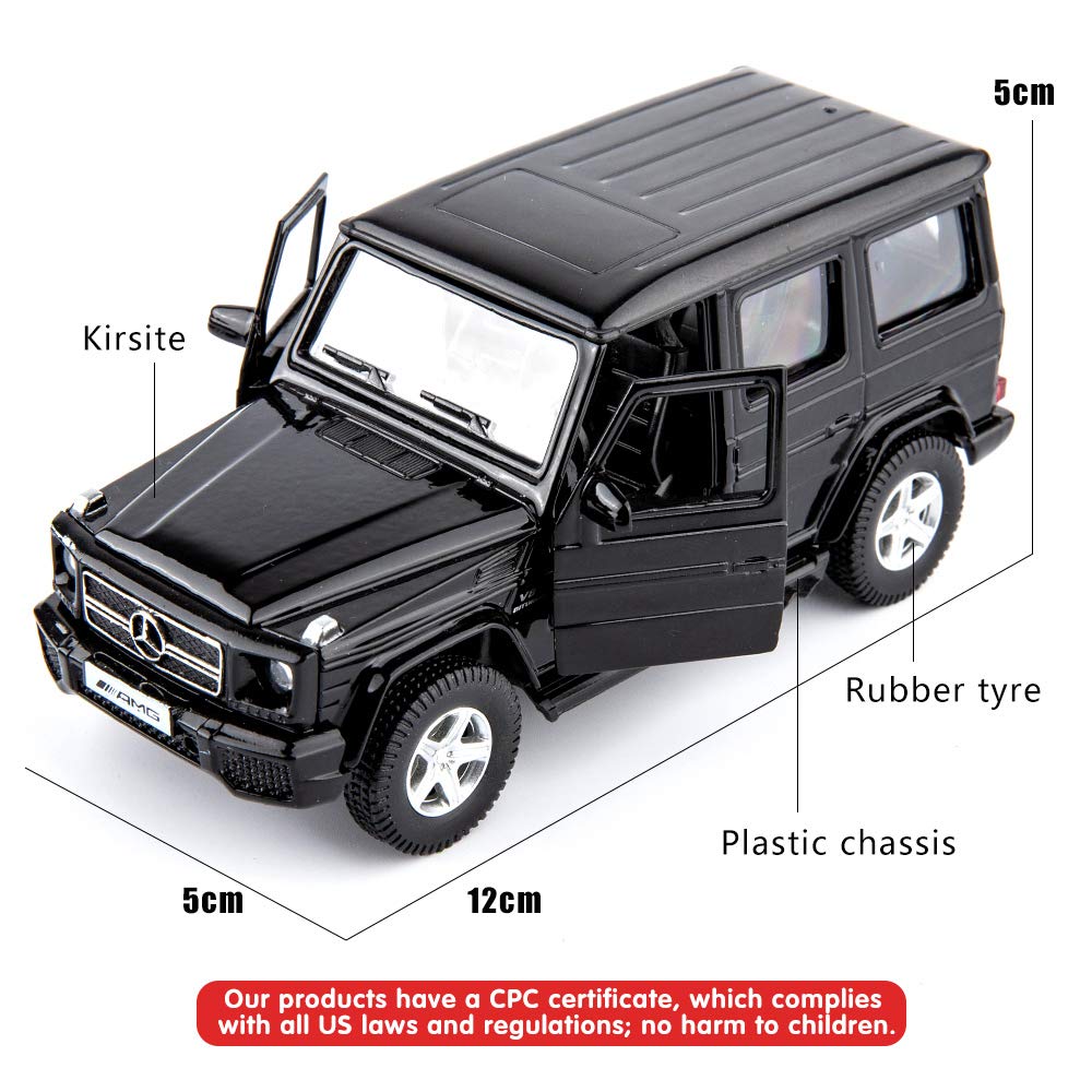 TGRCM-CZ 1/36 Scale G63 Casting Car Model, Zinc Alloy G Wagon Toy Car for Kids, Pull Back Vehicles Toy Car for Toddlers Kids Boys Girls Gift (Black)