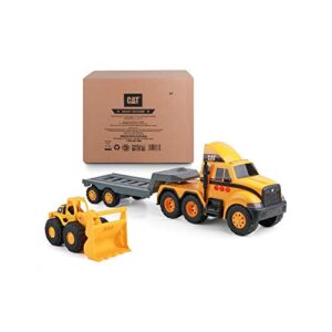 CAT Construction Toys, Heavy Mover, Semi Truck and Trailer with Mini Crew Front Loader, Lights and Sounds, Ages 3 and up