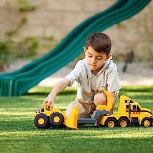 CAT Construction Toys, Heavy Mover, Semi Truck and Trailer with Mini Crew Front Loader, Lights and Sounds, Ages 3 and up