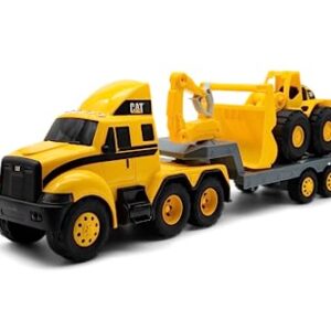 CAT Construction Toys, Heavy Mover, Semi Truck and Trailer with Mini Crew Front Loader, Lights and Sounds, Ages 3 and up