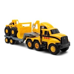 CAT Construction Toys, Heavy Mover, Semi Truck and Trailer with Mini Crew Front Loader, Lights and Sounds, Ages 3 and up